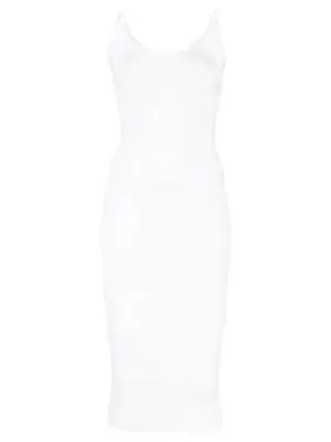 MUGLER Ribbed Midi Dress - White