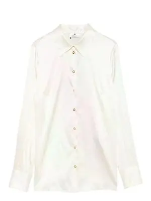 Elisabetta Franchi Bow-detail Satin Shirt - Neutrals