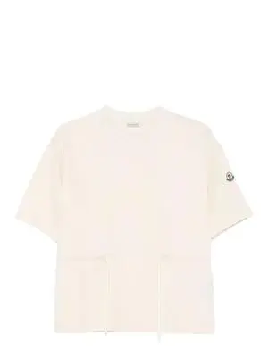 Moncler Cotton T-shirt With Drawstring Waist - Neutrals
