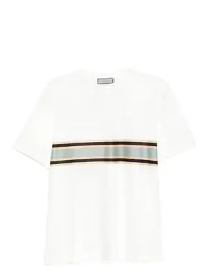 Canali Stripe-detail T-shirt - White