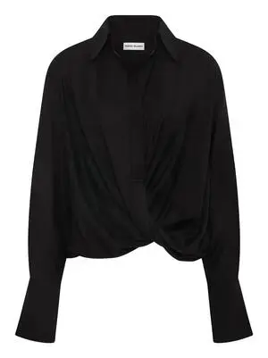 Rebecca Vallance Twist-front Collared Shirt - Black