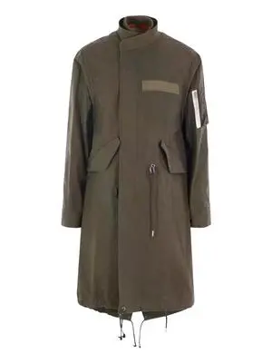 Sacai Patch-pocket Drawstring Coat - Green