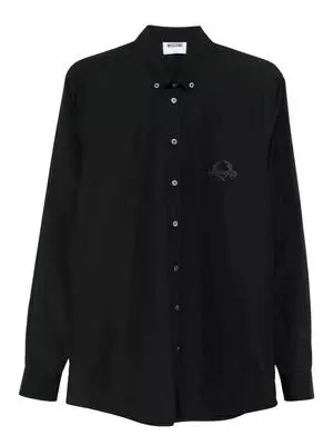 Moschino Logo-embroidered Cotton Shirt - Black