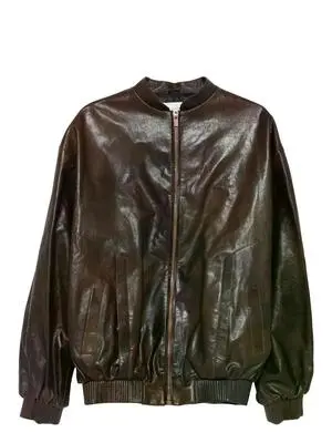 Magda Butrym Leather Bomber Jacket - Brown