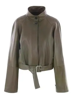 Loewe Belted Leather Jacket - Green
