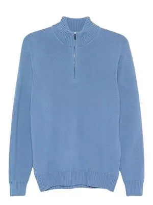 DRUMOHR Half-zip Merino Wool Sweater - Blue