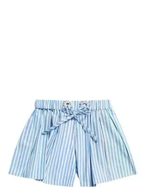 AREA Pleated Grommet Shorts - Blue