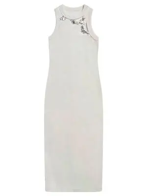 AREA Crystal-embellished Ribbed Knit Midi Dress - White