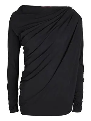 High Aslant Draped Stretch-jersey Top - Black