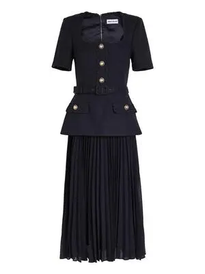 Rebecca Vallance Layered Tweed Midi Dress - Navy