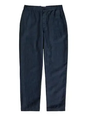 WAX LONDON Tapered-leg Linen Trousers - Navy