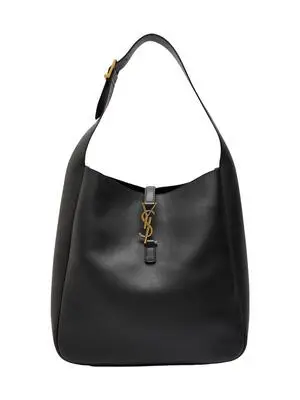 Saint Laurent Le 5 À 7 Large Grained Leather Shoulder Bag - Black