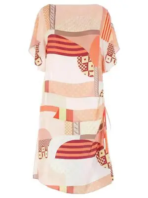 Fendi Abstract-print Mini Dress - Neutrals