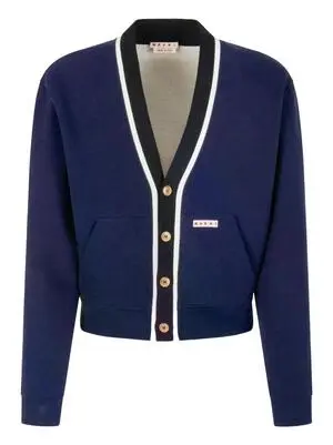 Marni Contrasting-trim Cardigan - Blue