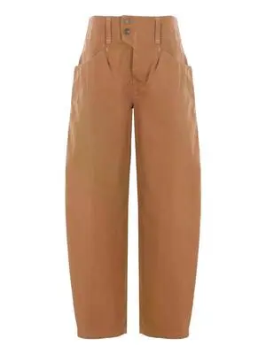 Isabel Marant Button-fastening Cotton Trousers - Brown