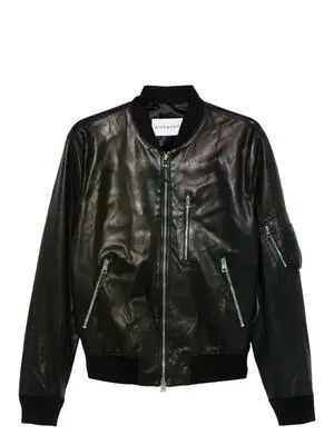 Givenchy Leather Zip-up Bomber Jacket - Black