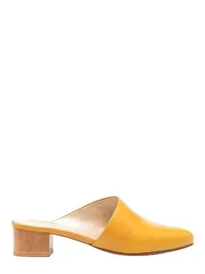 ANNE THOMAS 40mm Romero Leather Block-heel Mules - Yellow