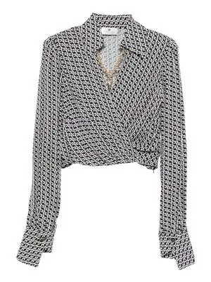 ELISABETTA FRANCHI Geometric-Print Wrap Top