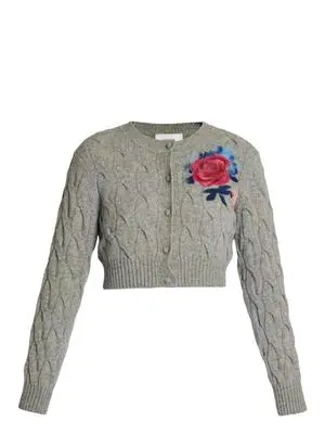 Erdem Cable-knit Cropped Cardigan - Grey