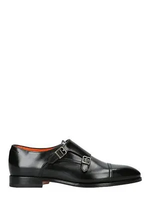 Santoni Adrian Leather Monk Shoes - Black
