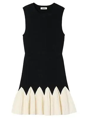 Sandro Sleeveless Stretch-knit Mini Dress - Black / Ecru
