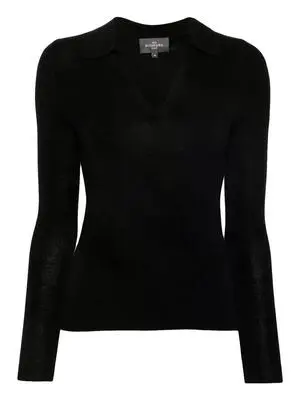Eric Bompard Knitted Cashmere Polo Top - Black