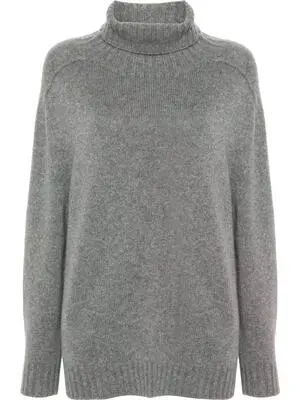 Eric Bompard Hammer-sleeve Round-neck Sweater - Grey