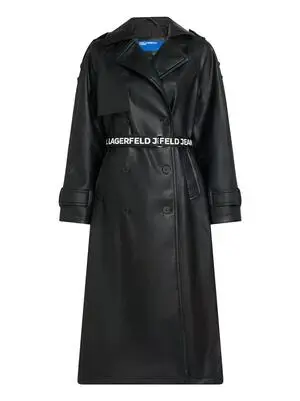 Karl Lagerfeld Faux-leather Trench Coat - Black