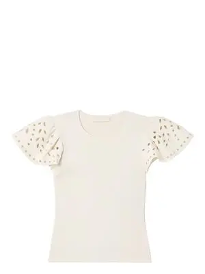 Ulla Johnson Edith Embroidered Ribbed-knit Top - Gold
