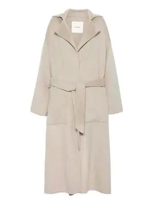 Nanushka Wool-silk Belted Coat - Neutrals