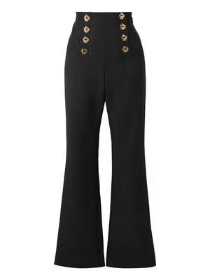 VIOLANTE NESSI Matisse Wool-blend Cady Flared Pants - Black
