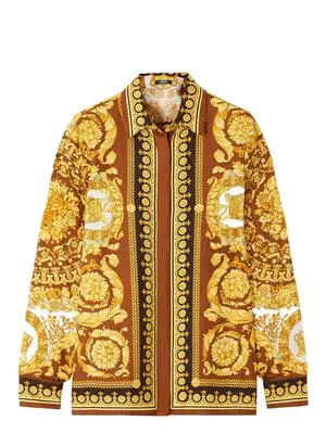 Versace Printed Silk-twill Shirt - Yellow