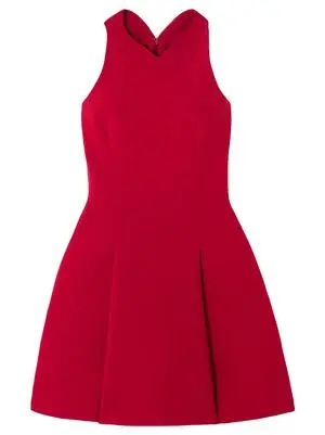 Versace Pleated Wool-blend Mini Dress - Red