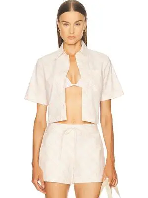 Burberry Cropped Button-up Top - Dusky Rose Ip Check
