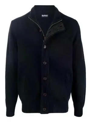 Barbour High-neck Wool Cardigan - Blue