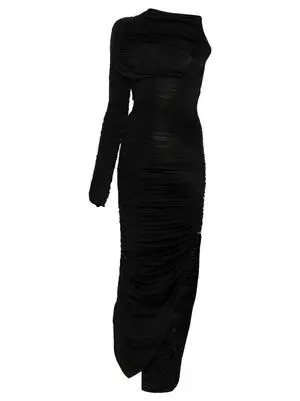 MUGLER One-sleeve Draped Dress - Black