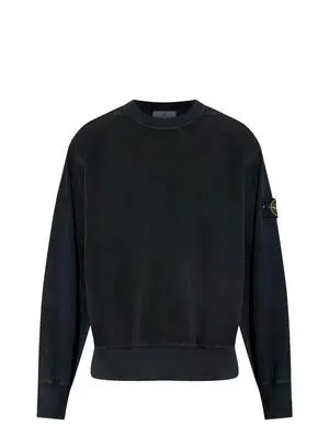 Stone Island Crew-neck Sweatshirt With Compass Badge - Black