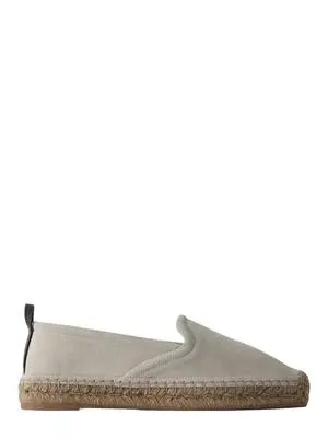 Brunello Cucinelli Bead-embellished Suede Espadrilles - Gray