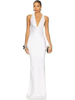 Norma Kamali Halter Drape Bias Gown - Snow White