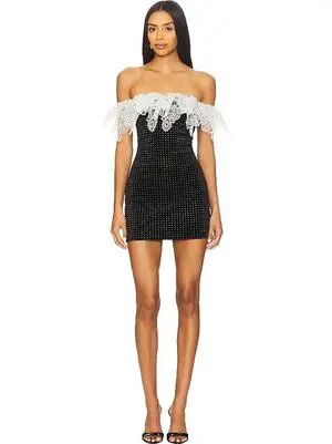 Prabal Gurung Off-shoulder Lace Trim Mini Dress - Black & Grey