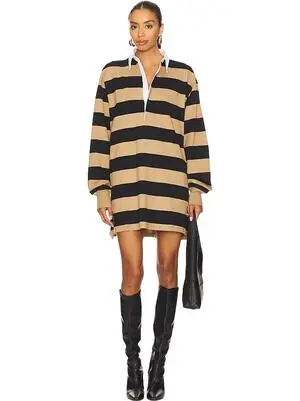 Good American Jersey Polo Mini Dress - Mineral And Black Rugby Stripe001