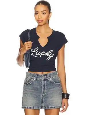 BELLA VENICE Lucky Graphic Tee - Navy