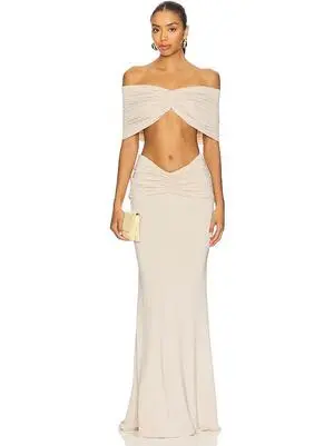 AWAVE STUDIO Drop Shoulder Top And Draped Long Skirt Set - Cream
