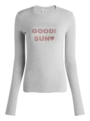 SUNDAYFRUITMARKET Bling Letter Long Sleeve Top - Grey