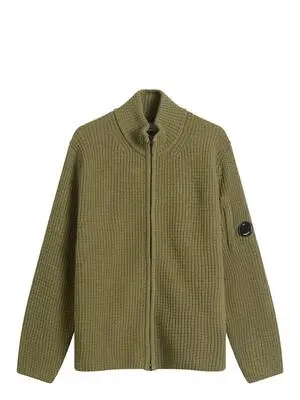 C.P. COMPANY Lambswool Zip Cardigan - Capers