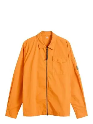 C.P. COMPANY Organic Gabardine Zip Overshirt - Russet Orange