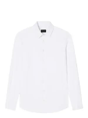 Giorgio Armani Slim-fit Shirt In Micro-textured Jersey - White