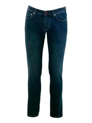BARBA NAPOLI Five-pocket Cotton-blend Jeans - Blue