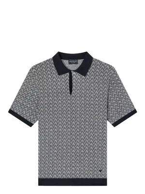 Emporio Armani Chevron-pattern Polo Shirt - Blue