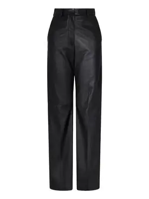 Emporio Armani Faux-leather Flared Trousers - Black
